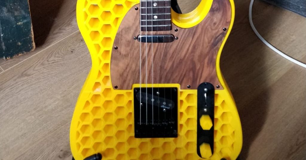 Telecaster guitar with hexagonal holes by thipilopo | Download free STL ...