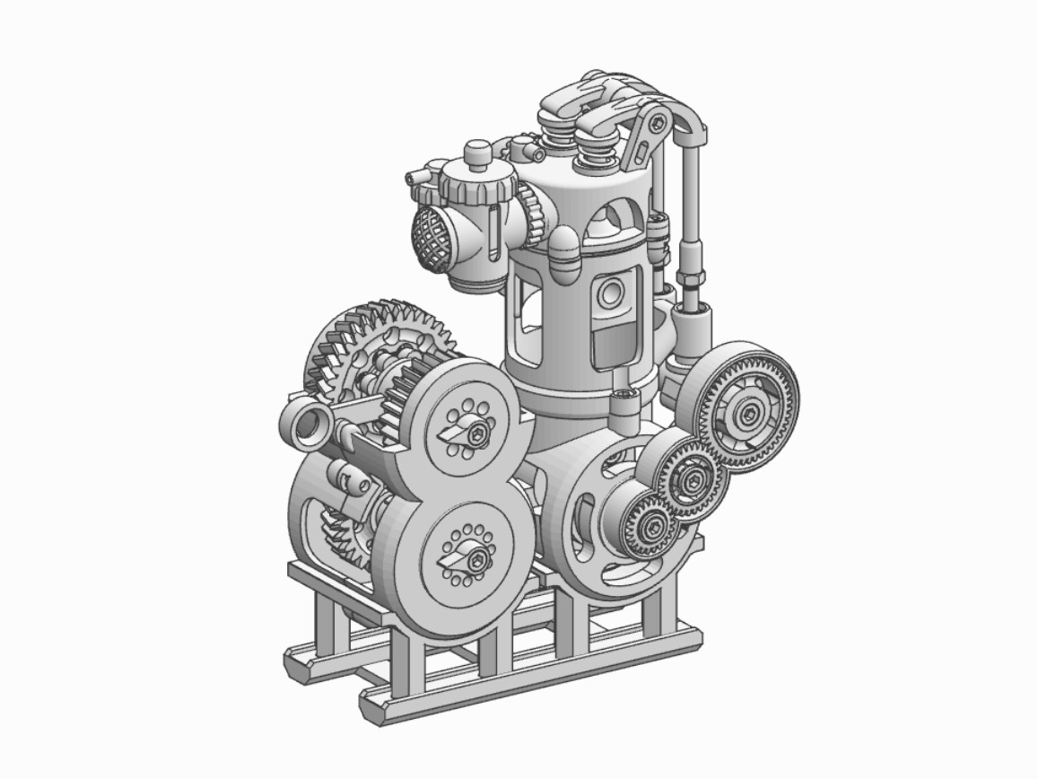 PushRod Engine with Gearbox by Bootjevaarder | Download free STL model ...