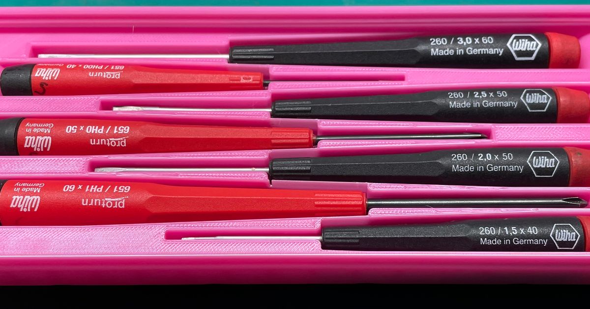 Gridfinity Wiha 7pc Precision Screwdriver Tray for 26197 by schenkzoola | Download free STL ...