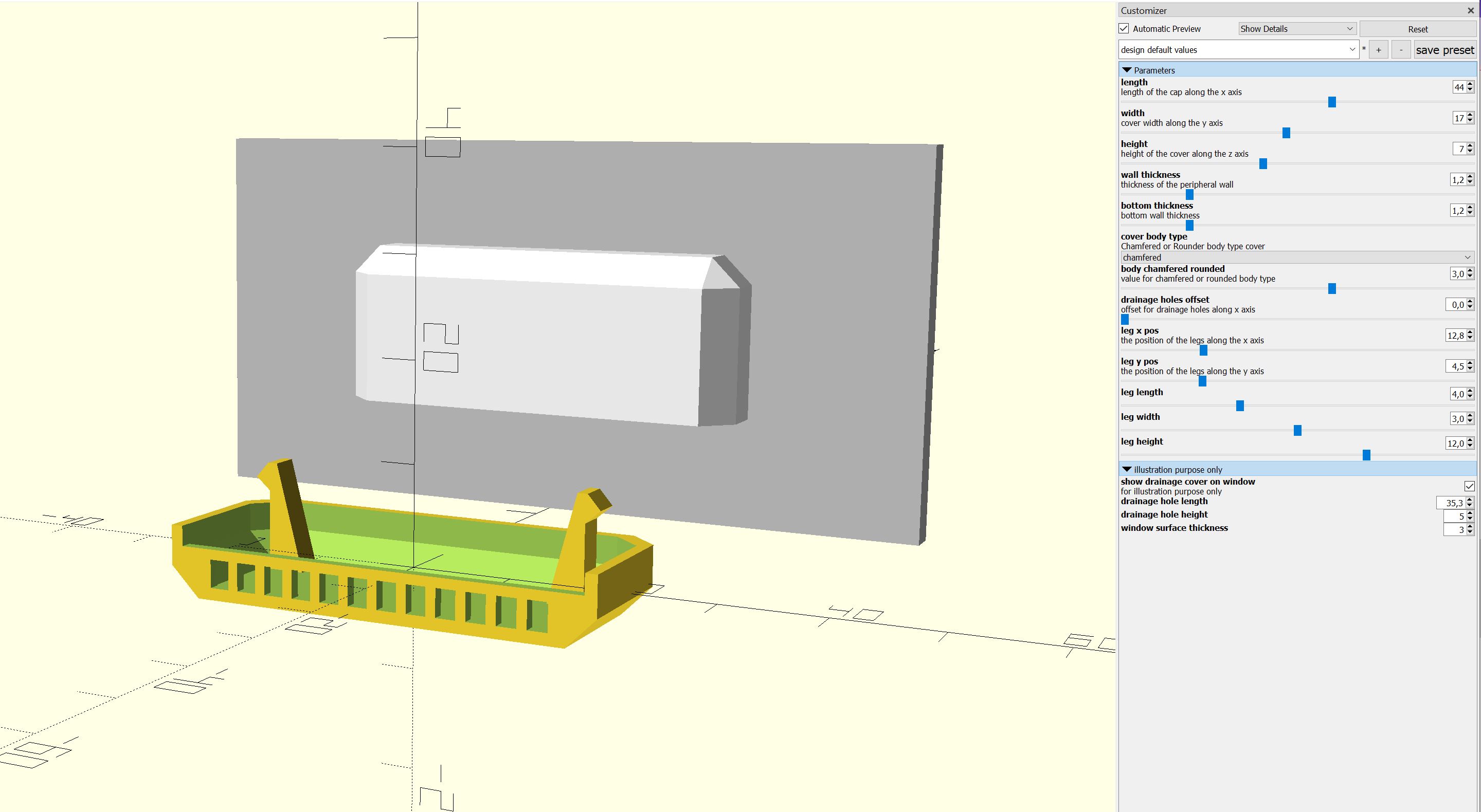 window drainage cover (parametric, OpenSCAD) by Majrooo | Download free ...