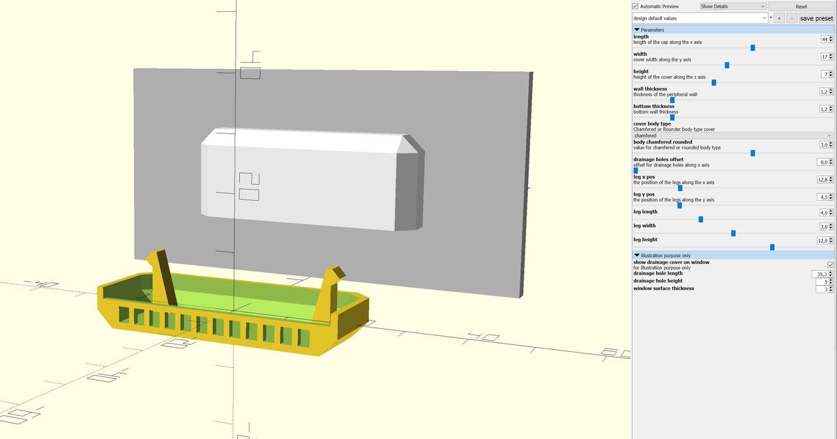 window drainage cover (parametric, OpenSCAD) by Majrooo | Download free ...