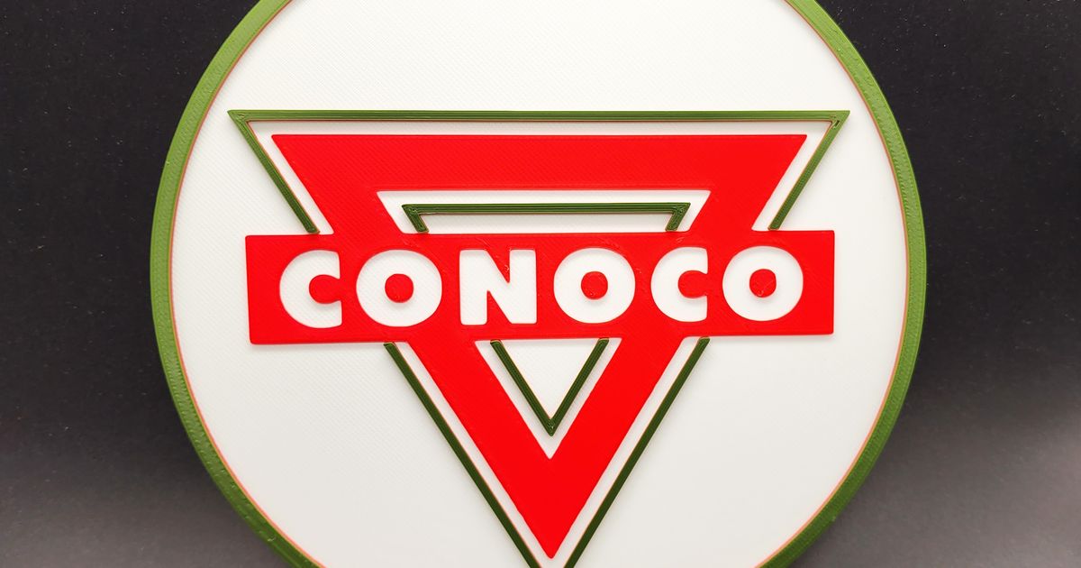 Vintage Conoco Sign 3 Colors by Triple G Workshop | Download free STL ...