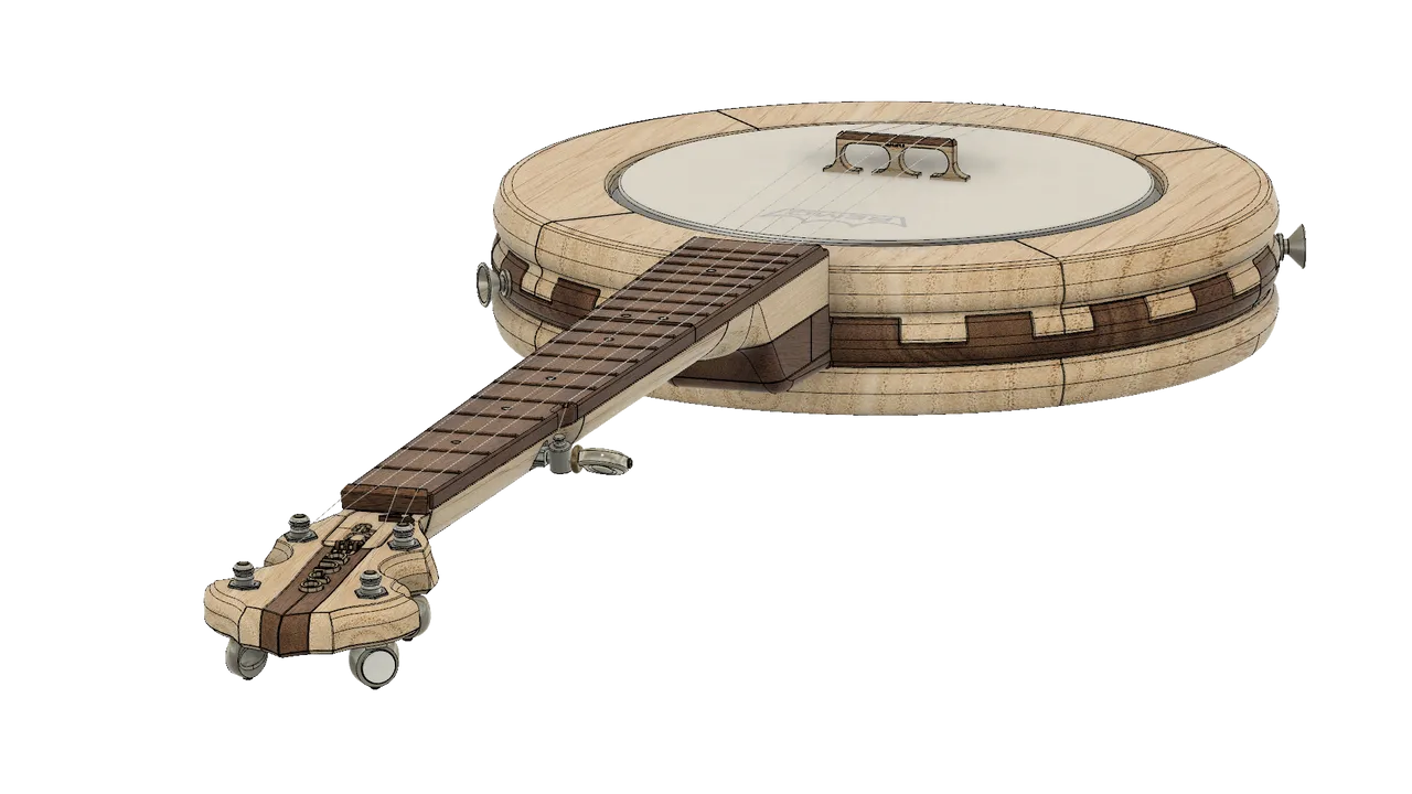 3DP BANJO: 5-string 3D-printable Mountain Banjo (v2.2) by MyHotPL8 ...