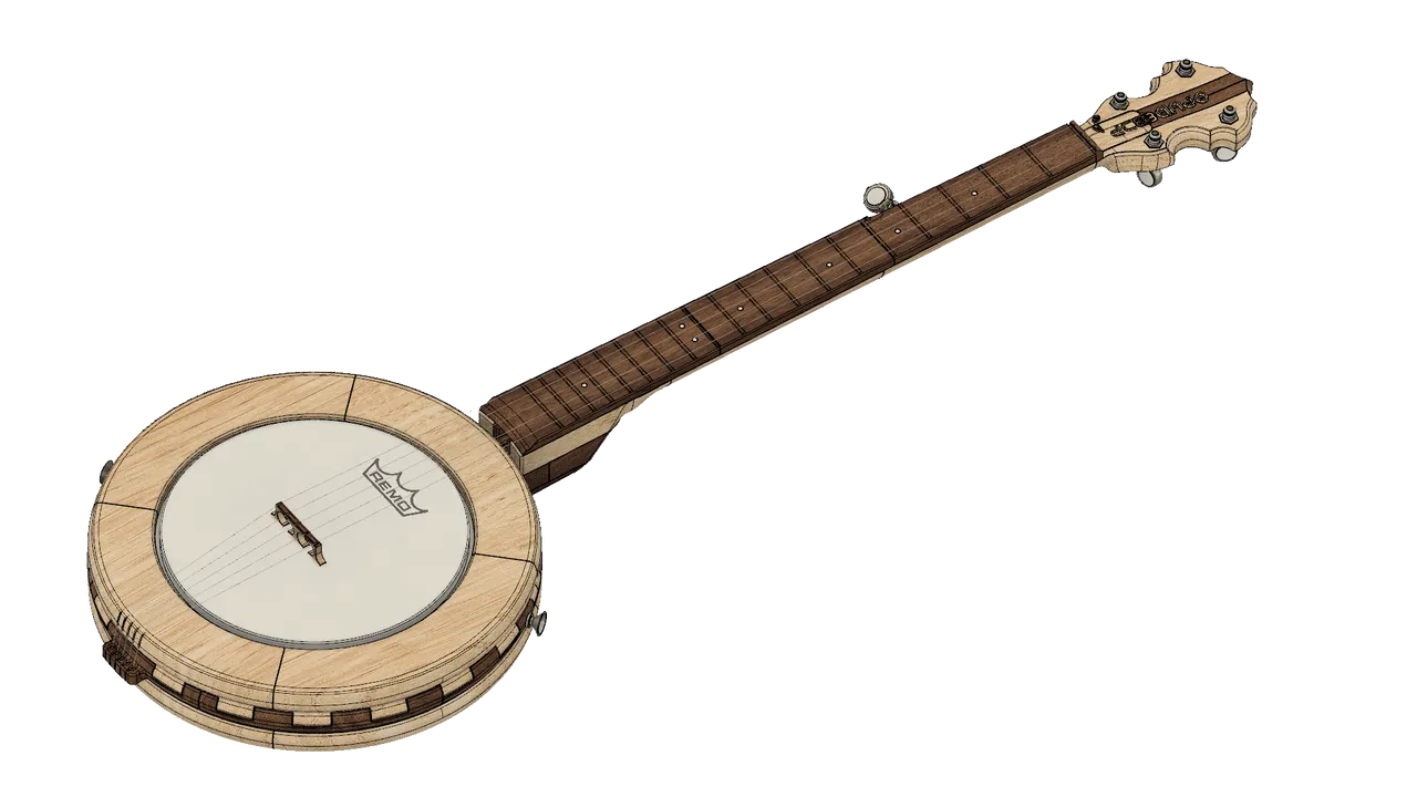 3DP BANJO: 5-string 3D-printable Mountain Banjo (v2.2) by MyHotPL8 ...