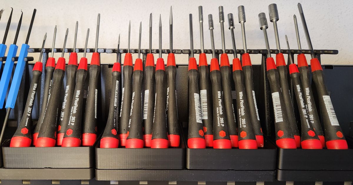 Gridfinity rack for 6 Wiha PicoFinish screwdrivers by mhwlng | Download ...