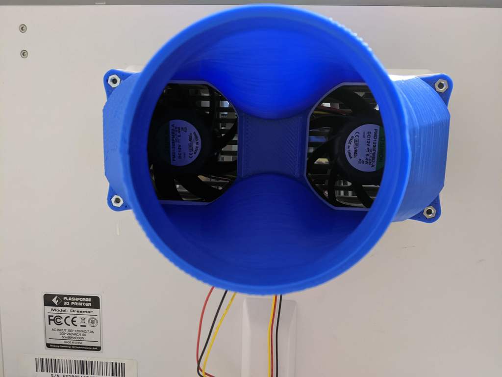 Flashforge Dreamer 80mm fan mount and Exhaust vent to 100mm vent ...