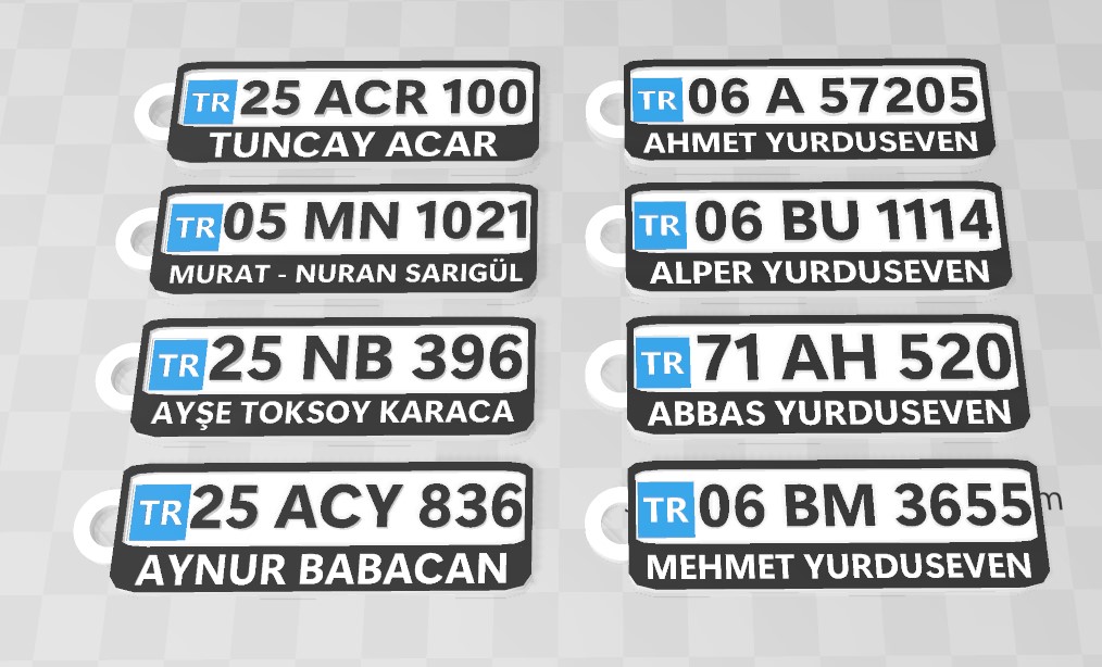 car license plate keychain (türkiye) by herkail Çakal | Download free ...