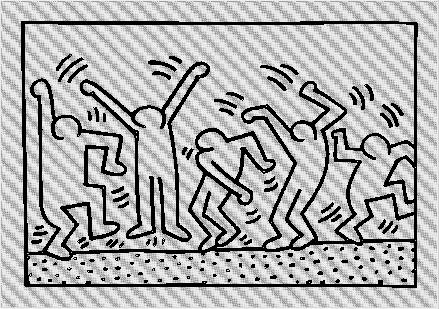 Dancing Figures by Keith Haring 2 Color by Triple G Workshop | Download ...