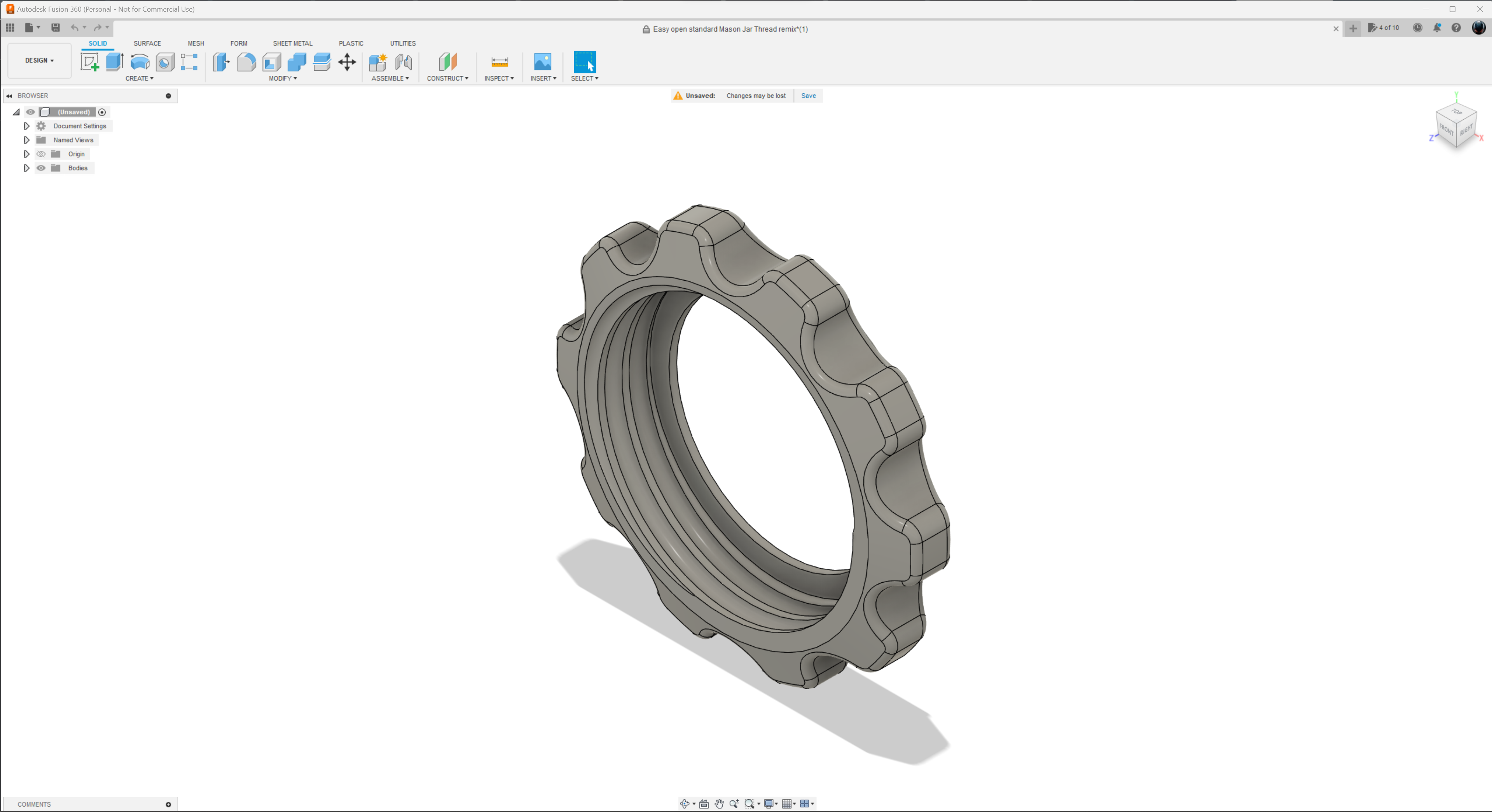 Remix Standard Mason Jar Thread by Bondstoyota | Download free STL ...