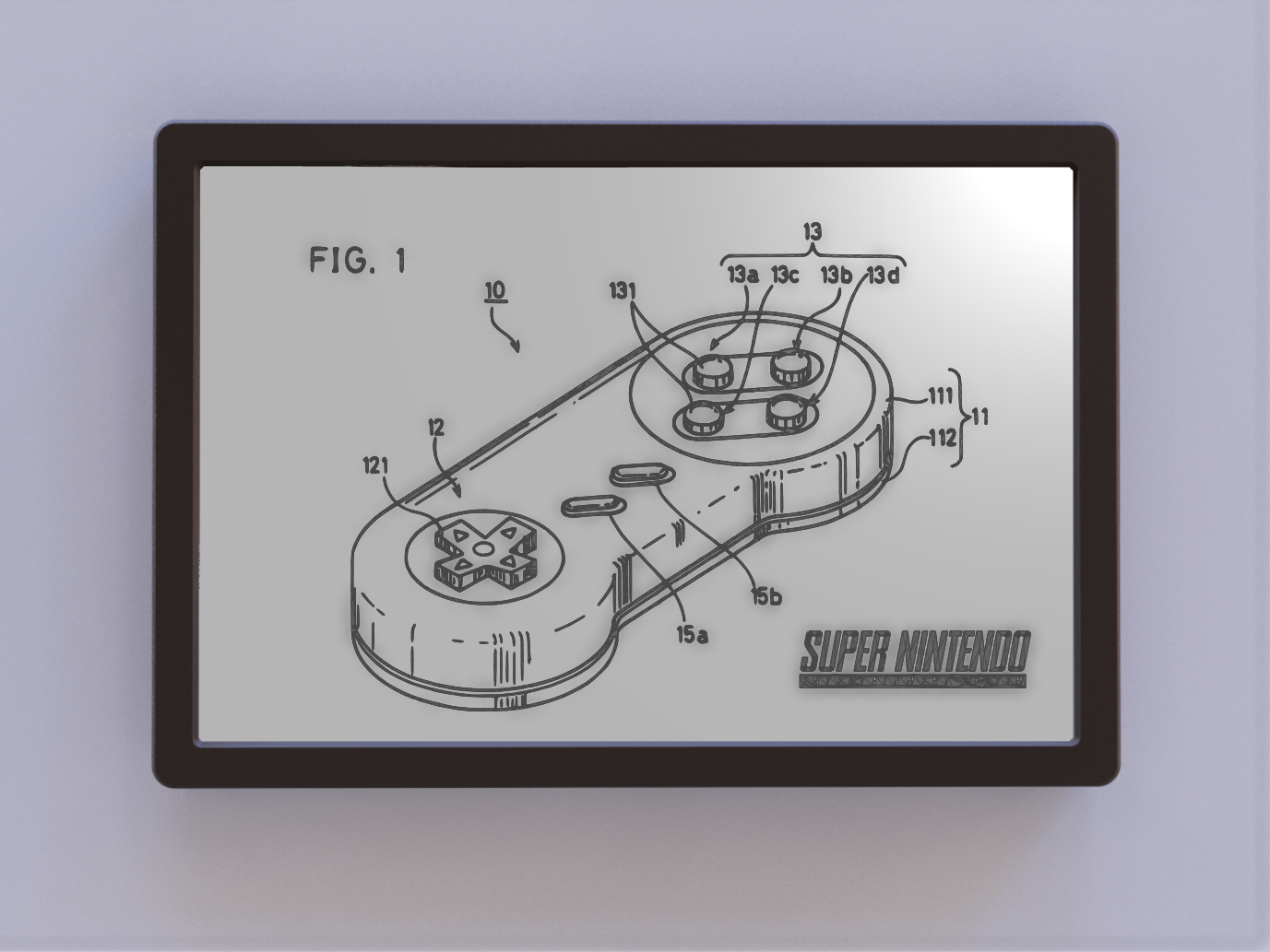 SNES Controller Patent Art with Logo by Ken Mills | Download free STL ...