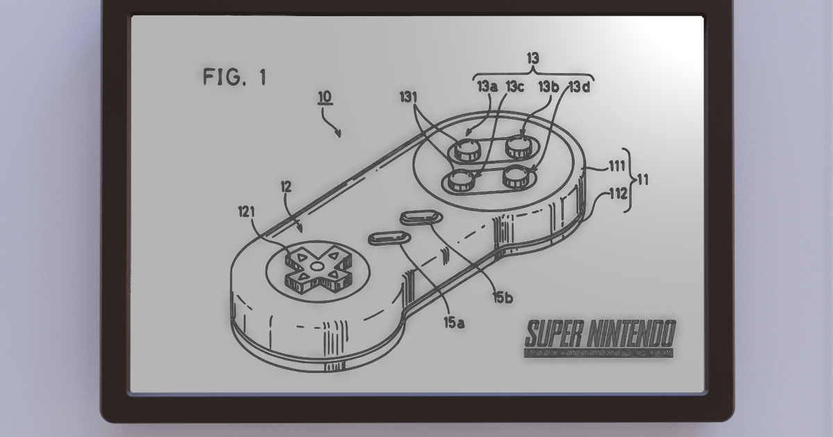 SNES Controller Patent Art with Logo by Ken Mills | Download free STL ...