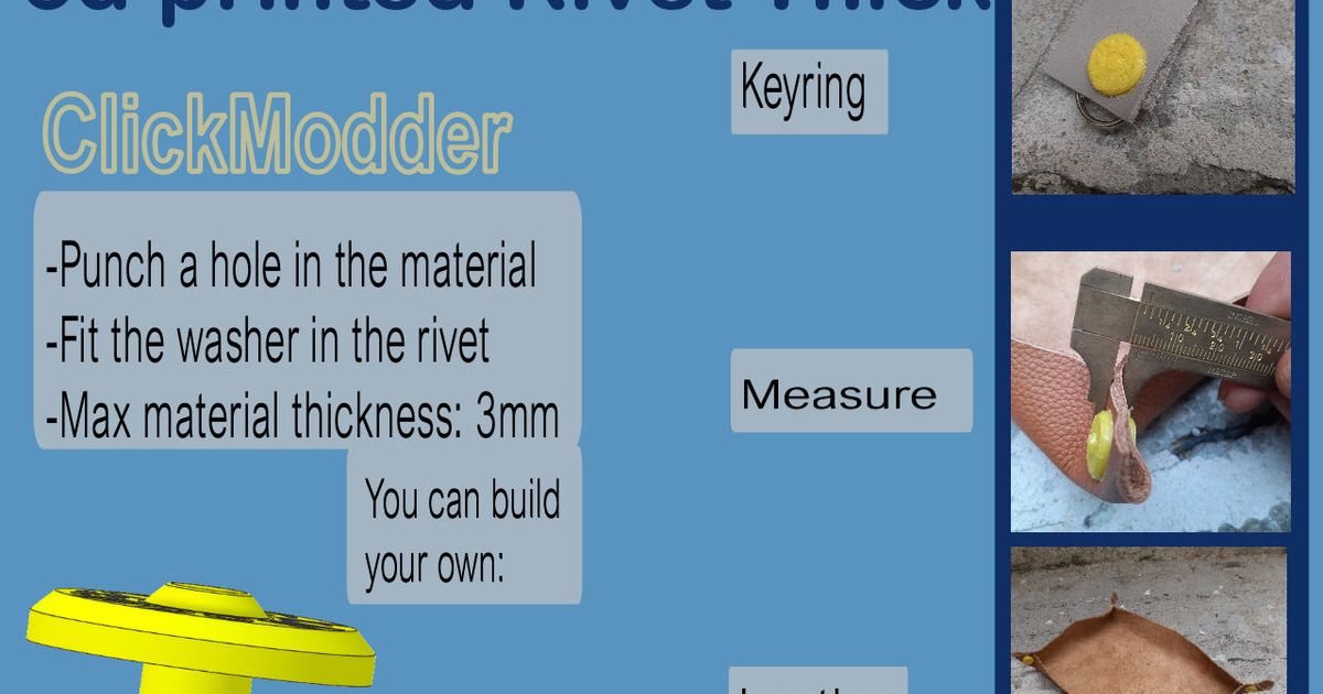 3d printed rivet for thick fabric by ClickModder | Download free STL ...