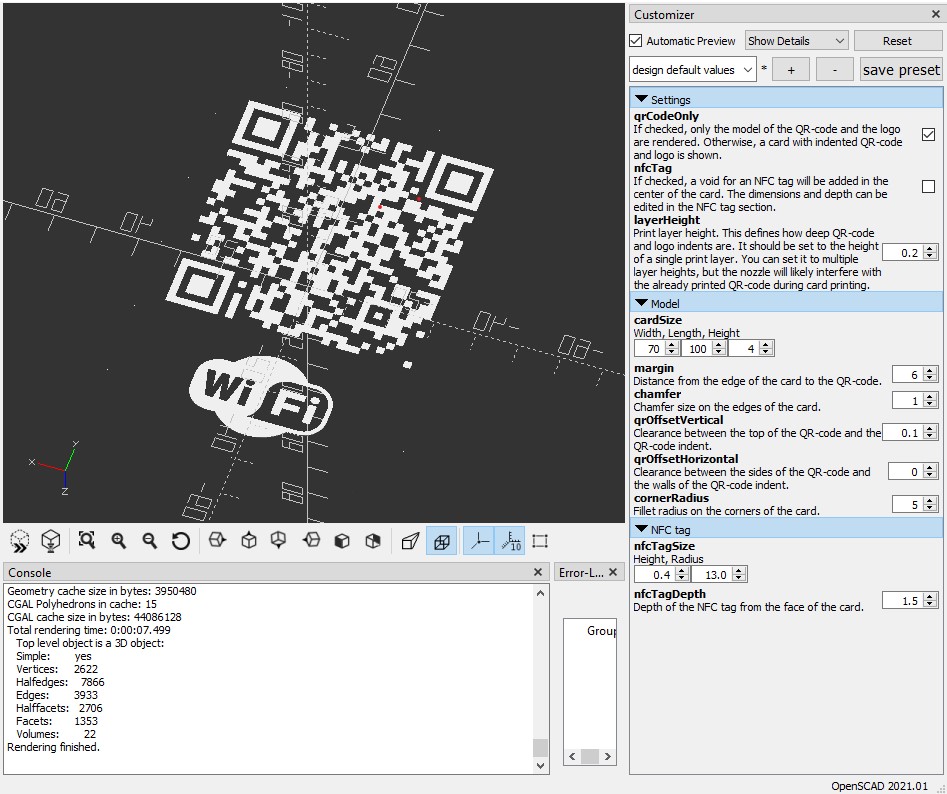 WiFi QR-Code Card (OpenSCAD) by Dmytro | Download free STL model ...