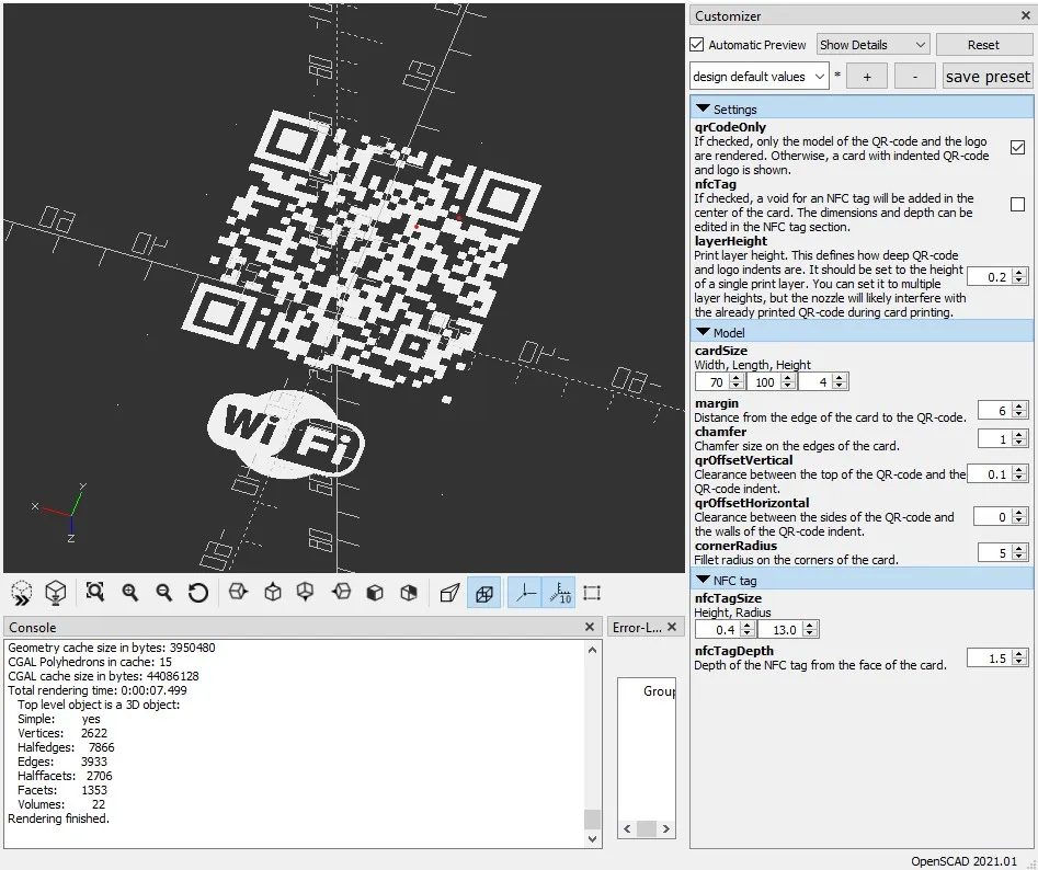 WiFi QR-Code Card (OpenSCAD) by Dmytro | Download free STL model ...