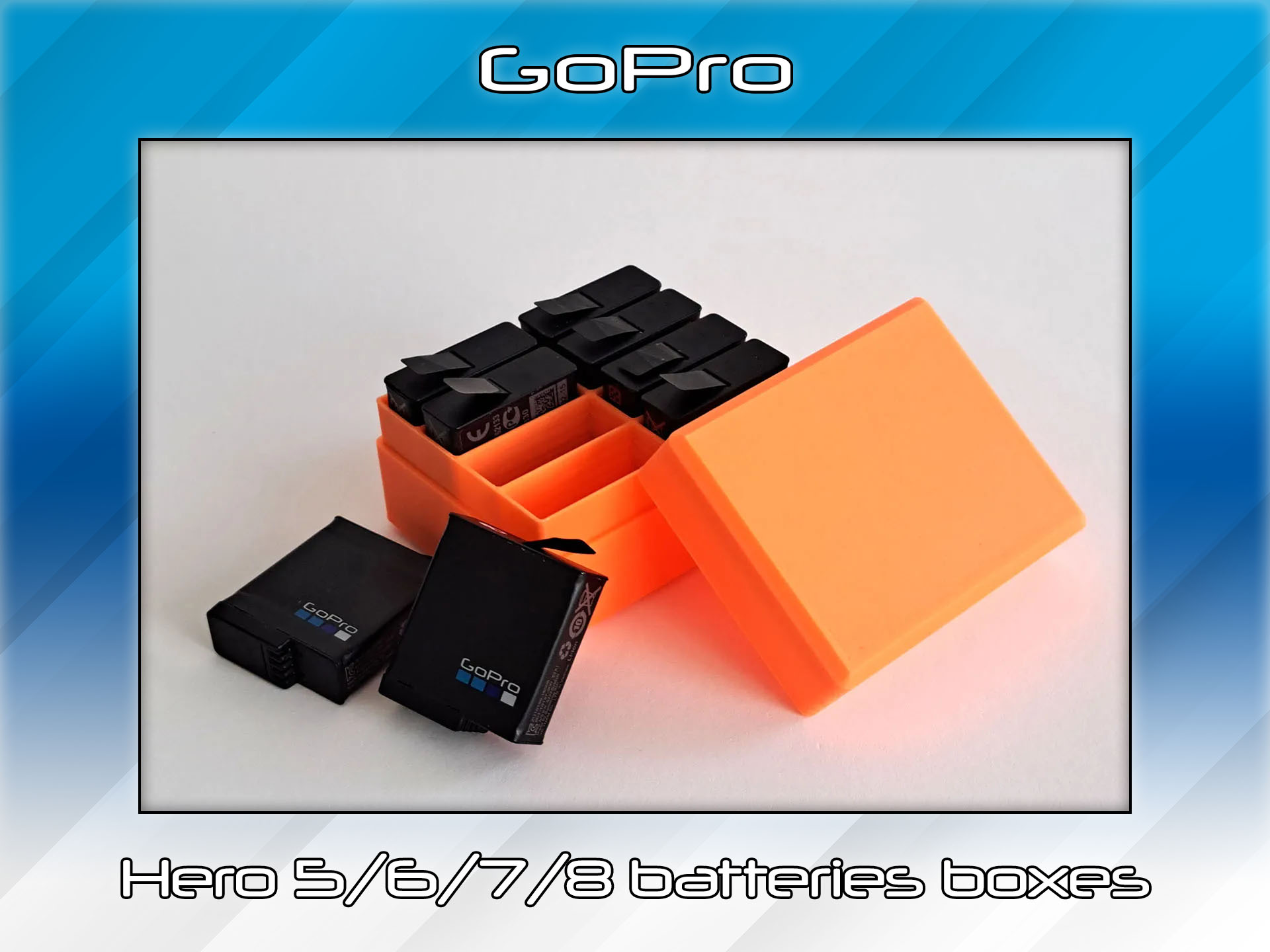 GoPro Hero 5/6/7/8 batteries boxes by Piketooth | Download free STL model | Printables.com