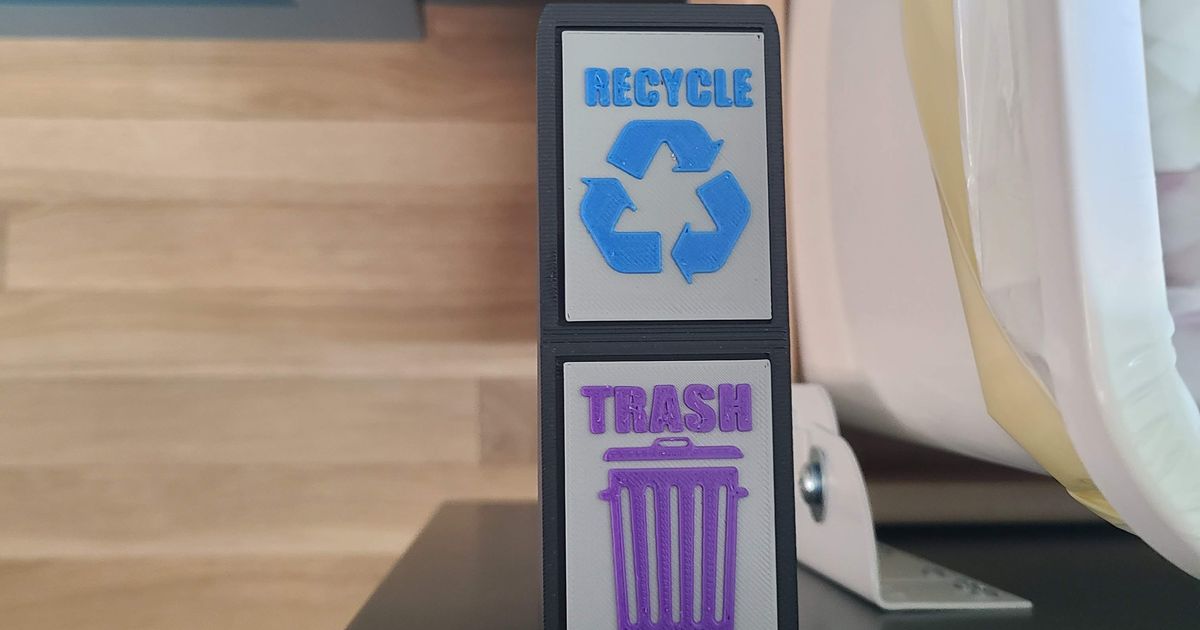 Simple Bracket for Trash and Recycle Sign by Chase | Download free STL ...
