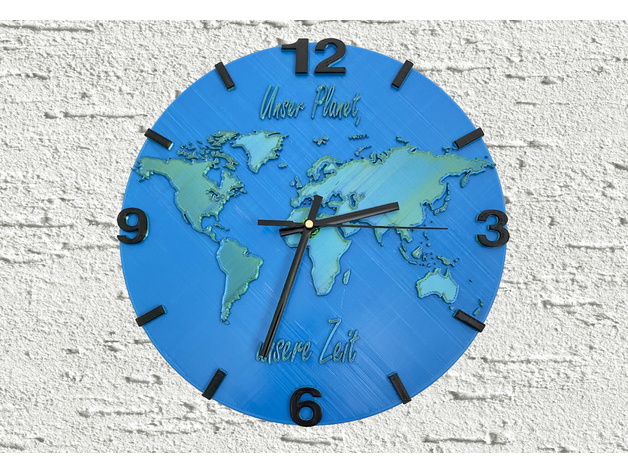 Wall Clock Earth - Wanduhr Welt by Gruetler Saiki | Download free STL ...