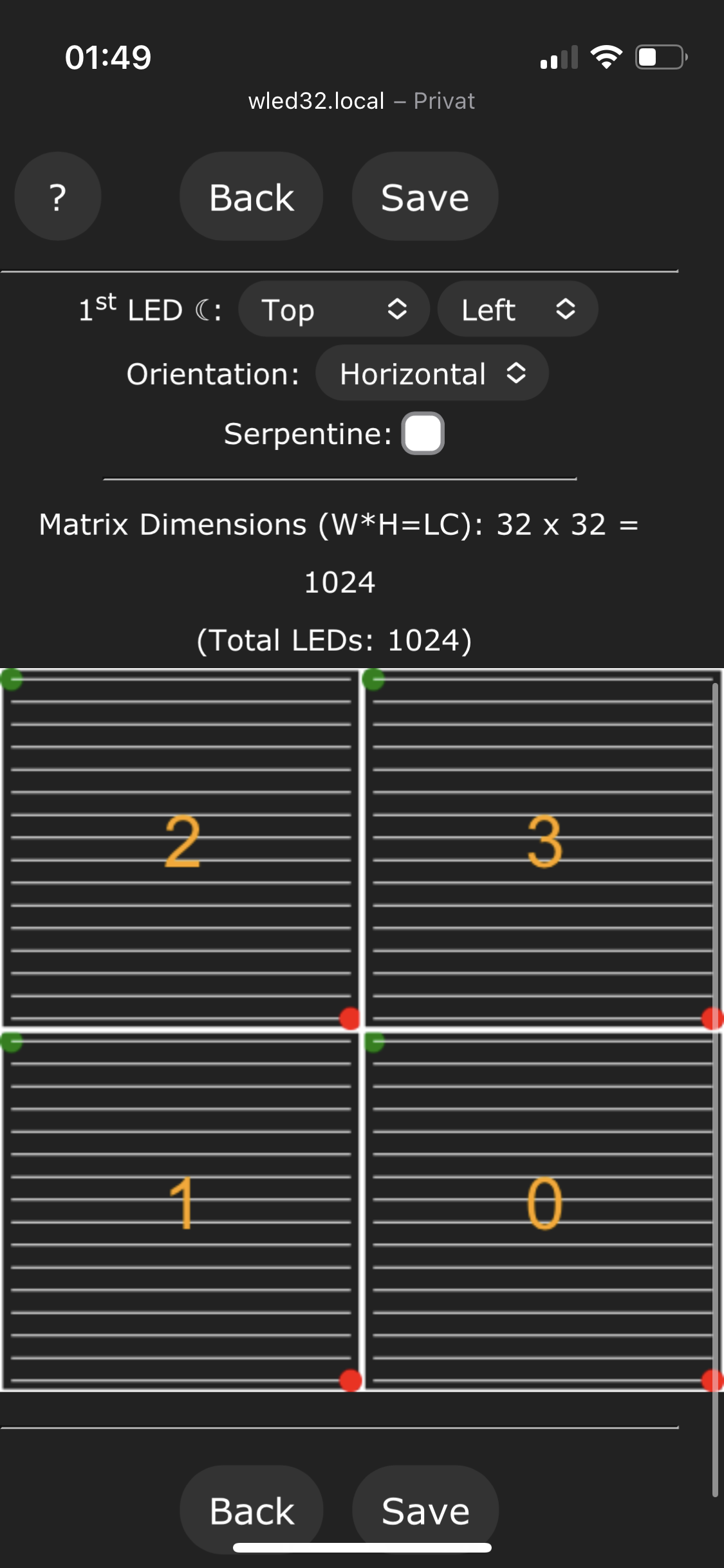 LED RGB Matrix WS2812B ESP32 WLED 32x32 round square grid screen IKEA ...