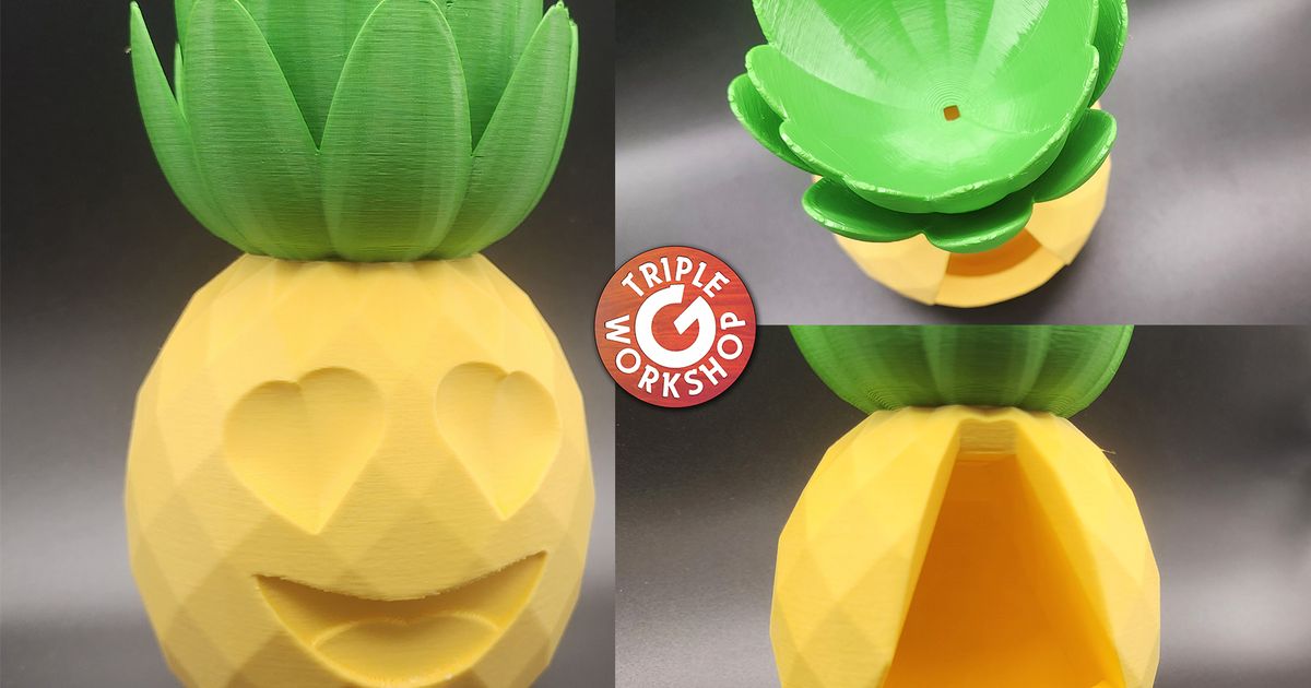Heart-Eyed Pineapple Planter w/drainage or solid por Triple G Workshop | Descargar modelo STL ...
