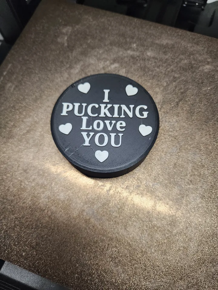 I Pucking Love You Hockey Puck by Northern Outlier | Download free STL ...