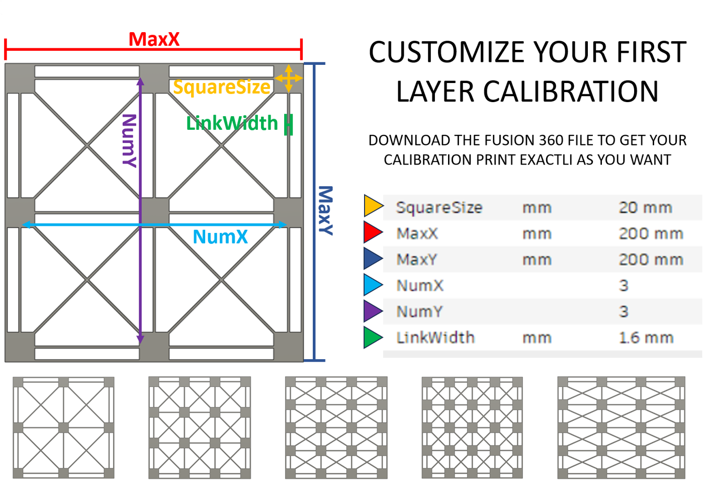 First Layer Calibration Cross. Download the parametric file by Addi(c ...