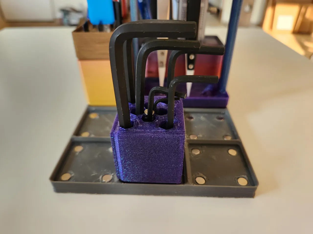 4D Gridfinity Hex Key Holder - Stack metric or SAE allen wrenches vertically or horizontally ...