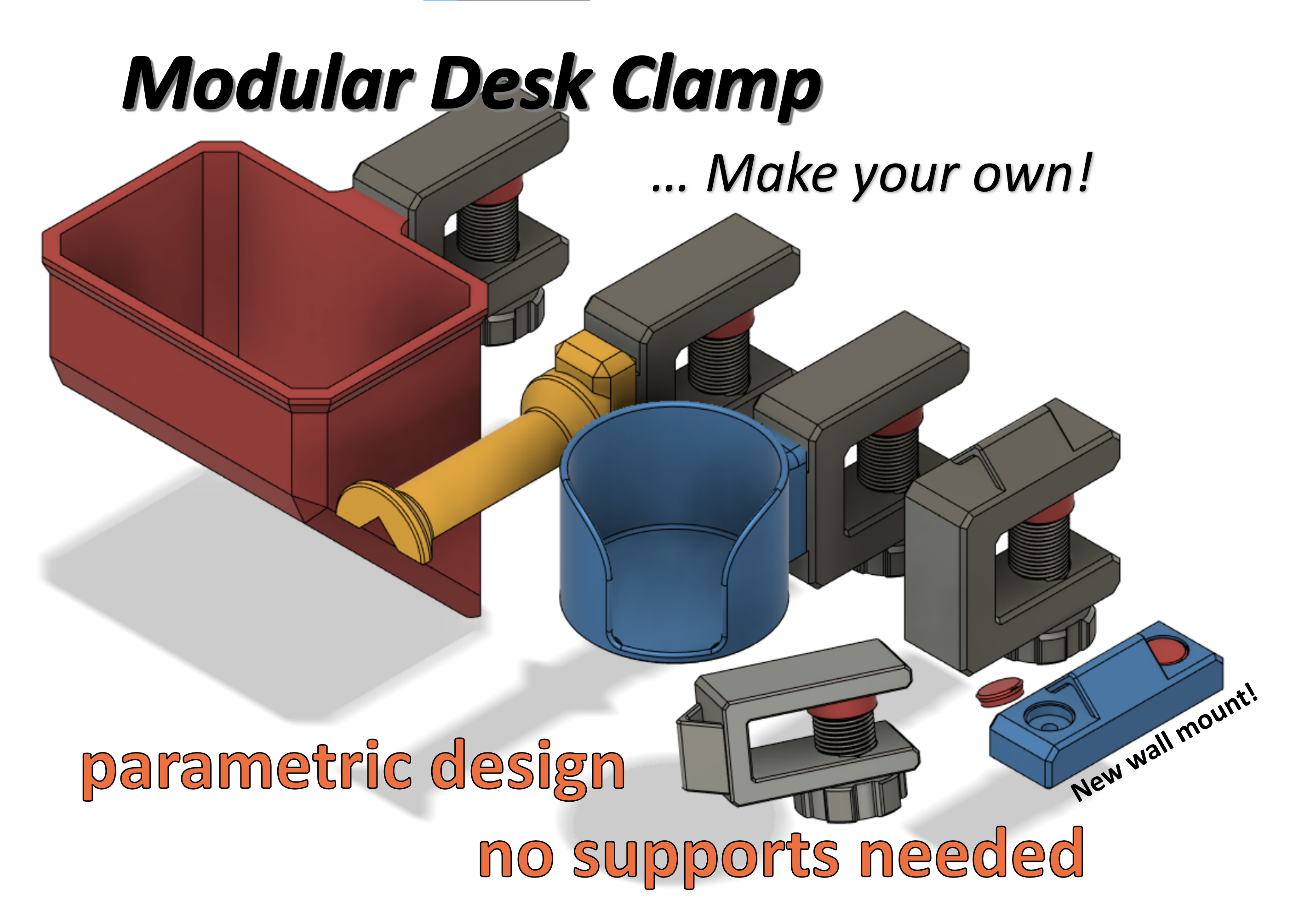 Desk Clamp (Modular) by hein | Download free STL model | Printables.com