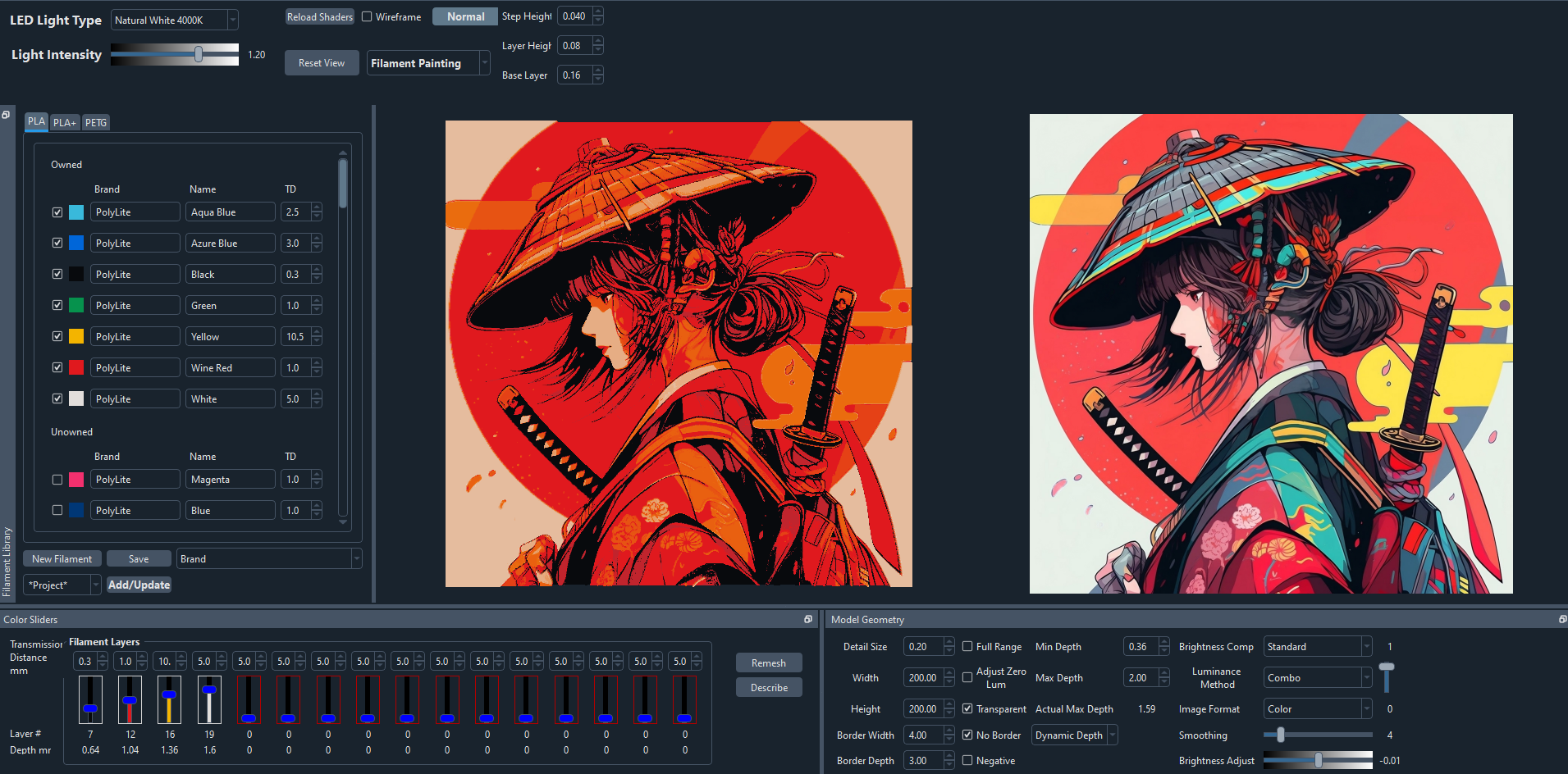 HueForge Samurai Girl by Snakegreen88 | Download free STL model ...
