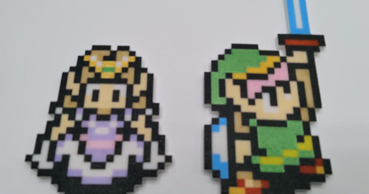 Link and Zelda Sprites by mozWORLD | Download free STL model ...