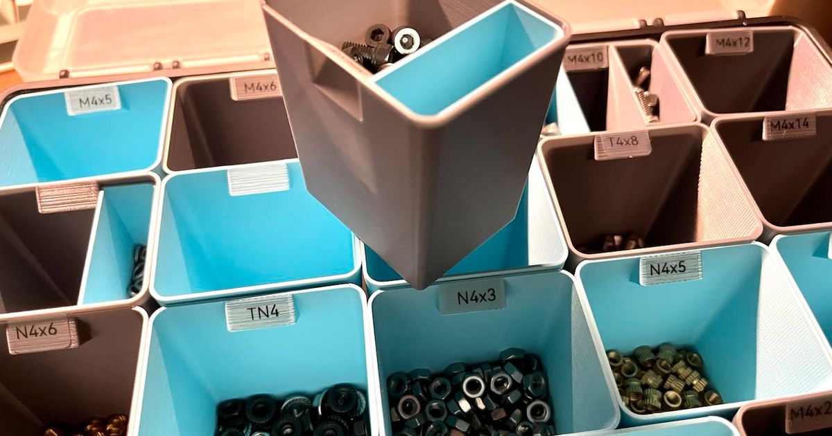 Gridfinity bin with label (parametric) by Dylan | Download free STL model | Printables.com