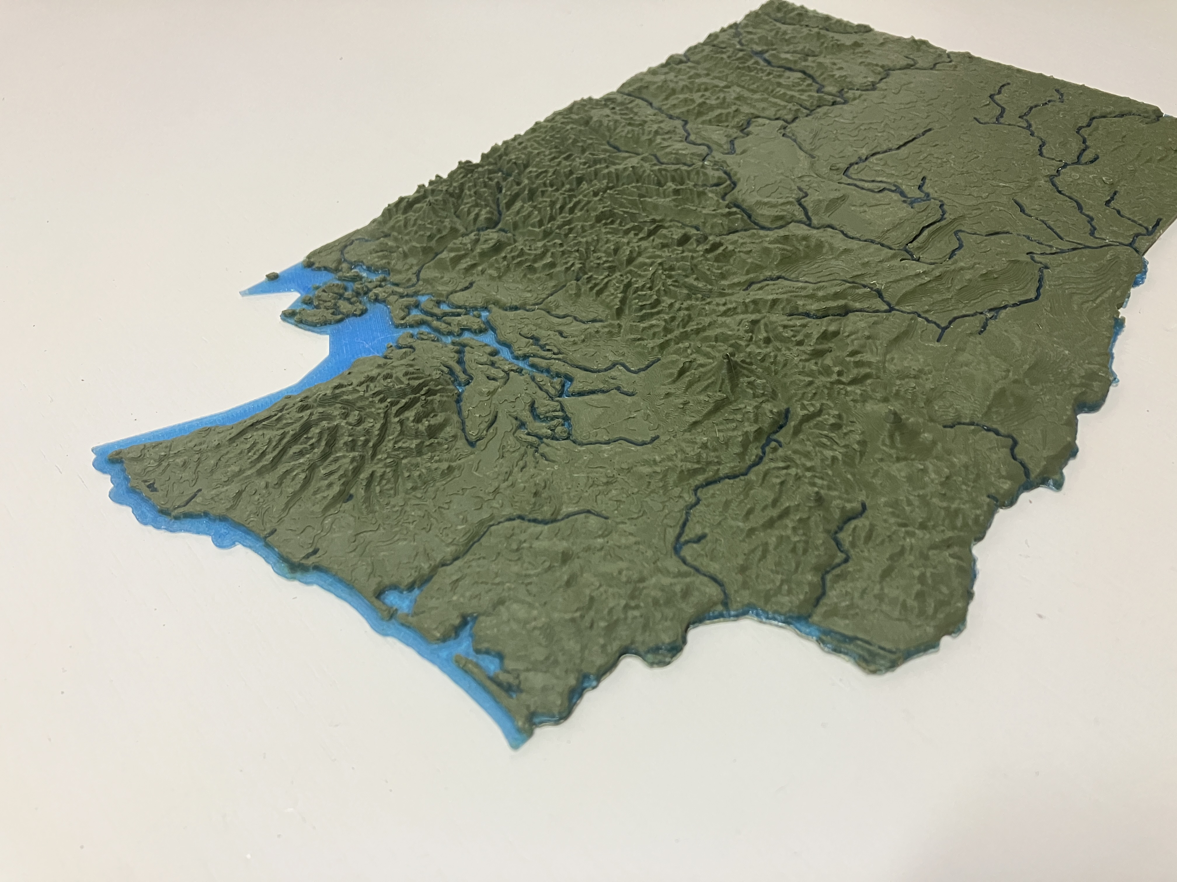 Washington, USA (WA) Topographic Map with Hydrographic Features by ...