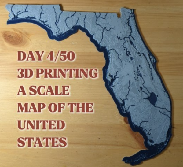 Florida, USA (FL) Topographic Map with Hydrographic Features by ansonl ...