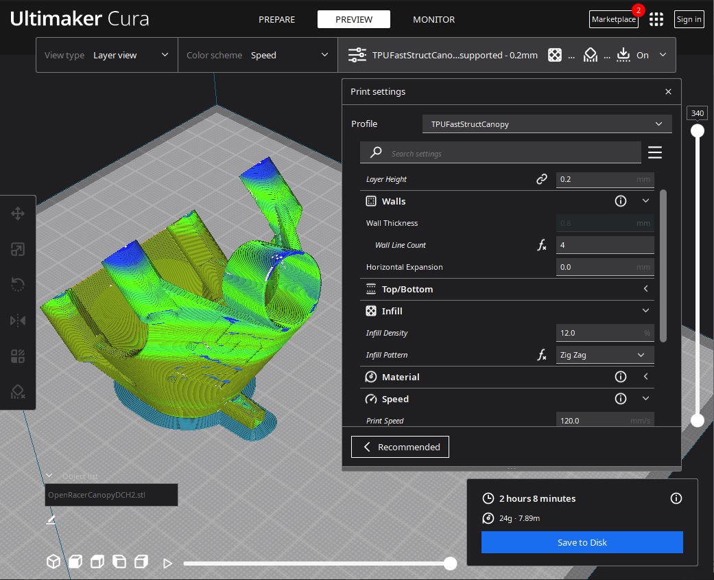 Open Racer TPU Canopy with Cam Locker by DCHFPV | Download free STL ...