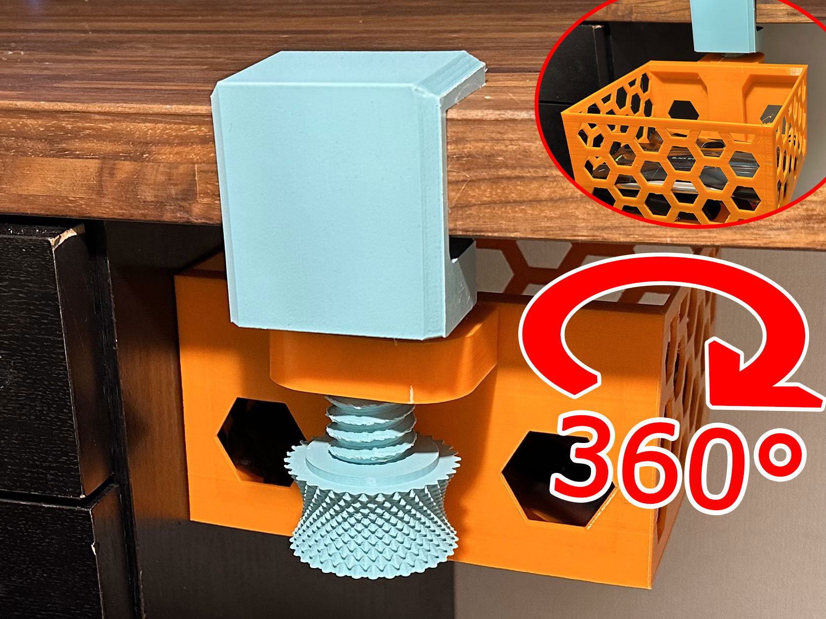 360 Degree Rotation_Under Desk Drawer Clamp-on by CodeName X | Download ...