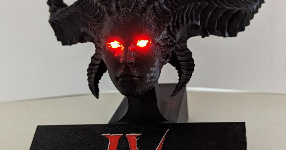 (Official Diablo IV Lilith Head) with Stand, DIABLO IV Logo and LEDs as ...