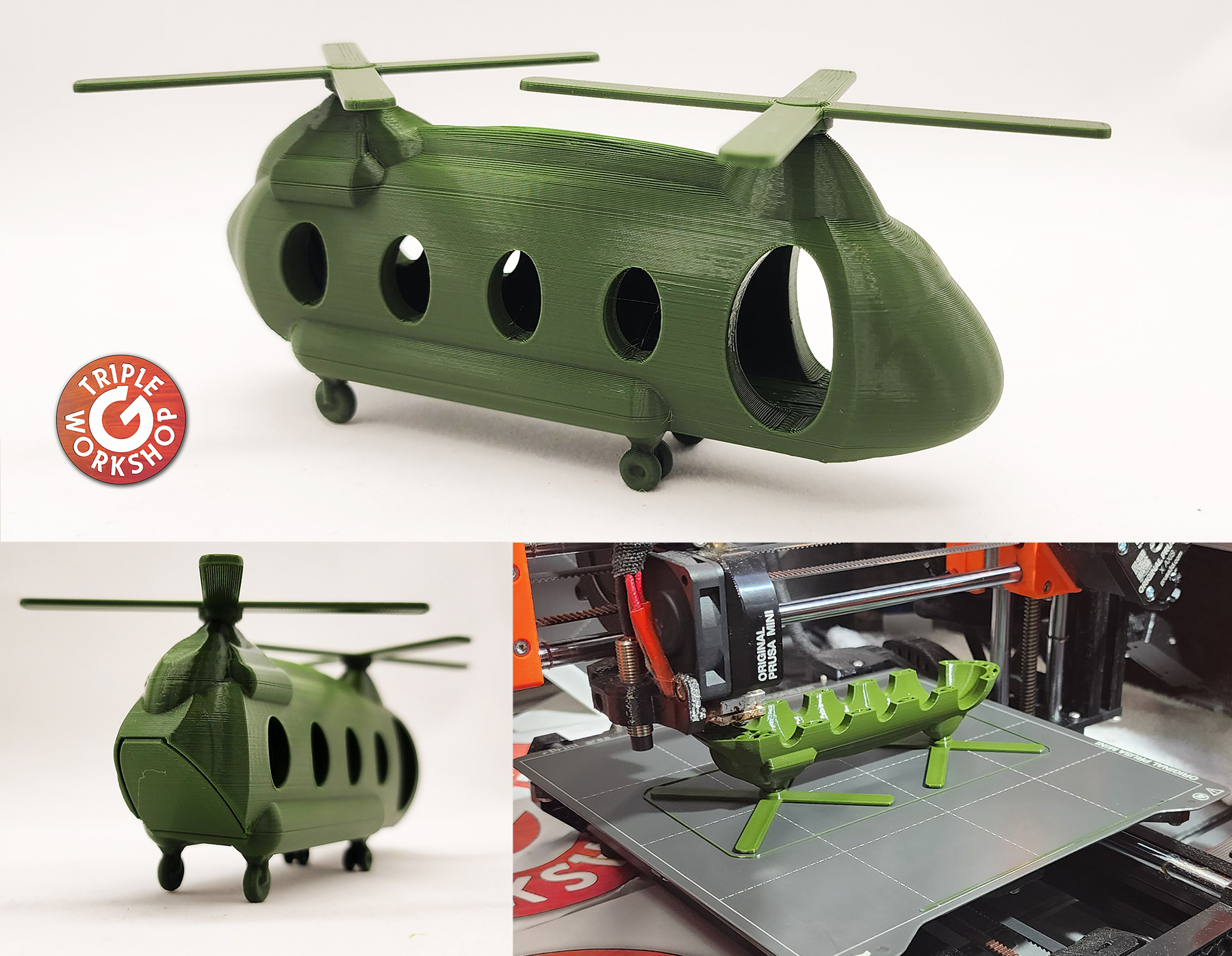 Chinook Helicopter - No Supports - Print in Place by Triple G Workshop ...