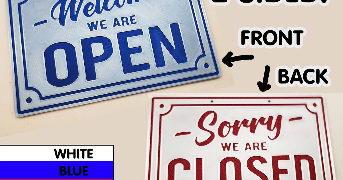 Double-Sided Open/Closed Sign 2 to 4 Colors (See Video) by Triple G ...