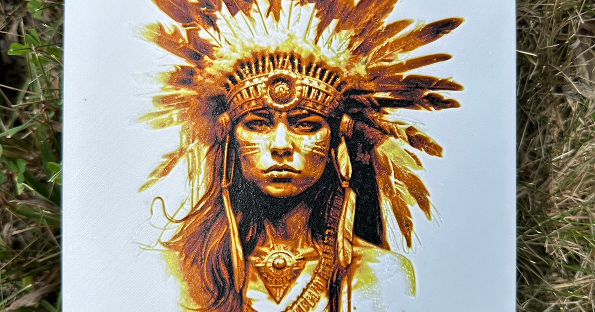 Native American Woman Hueforge filament painting by Jeremy Makes ...