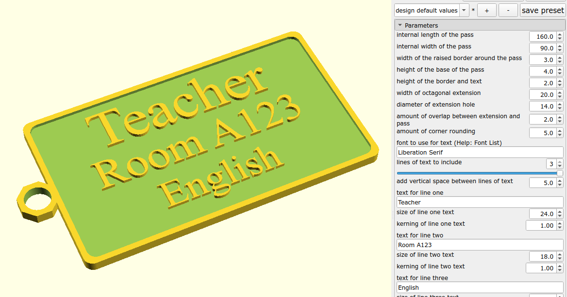Parametric Teacher Hall Pass by Matt Braddock | Download free STL model ...