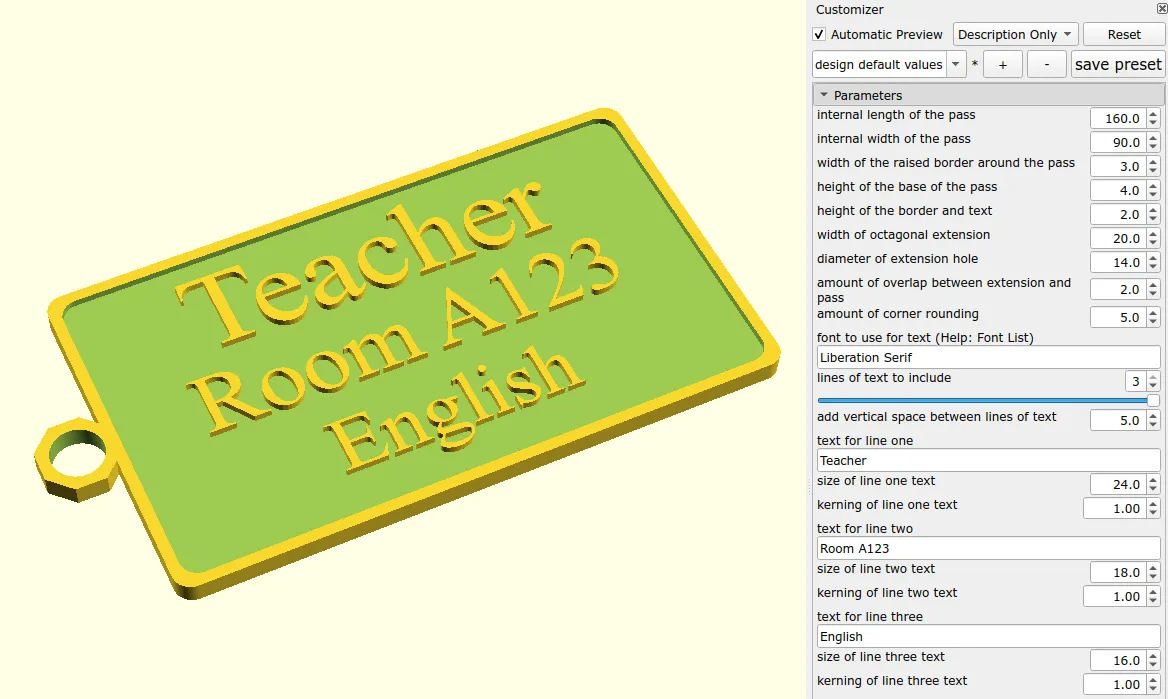 Parametric Teacher Hall Pass by Matt Braddock | Download free STL model ...