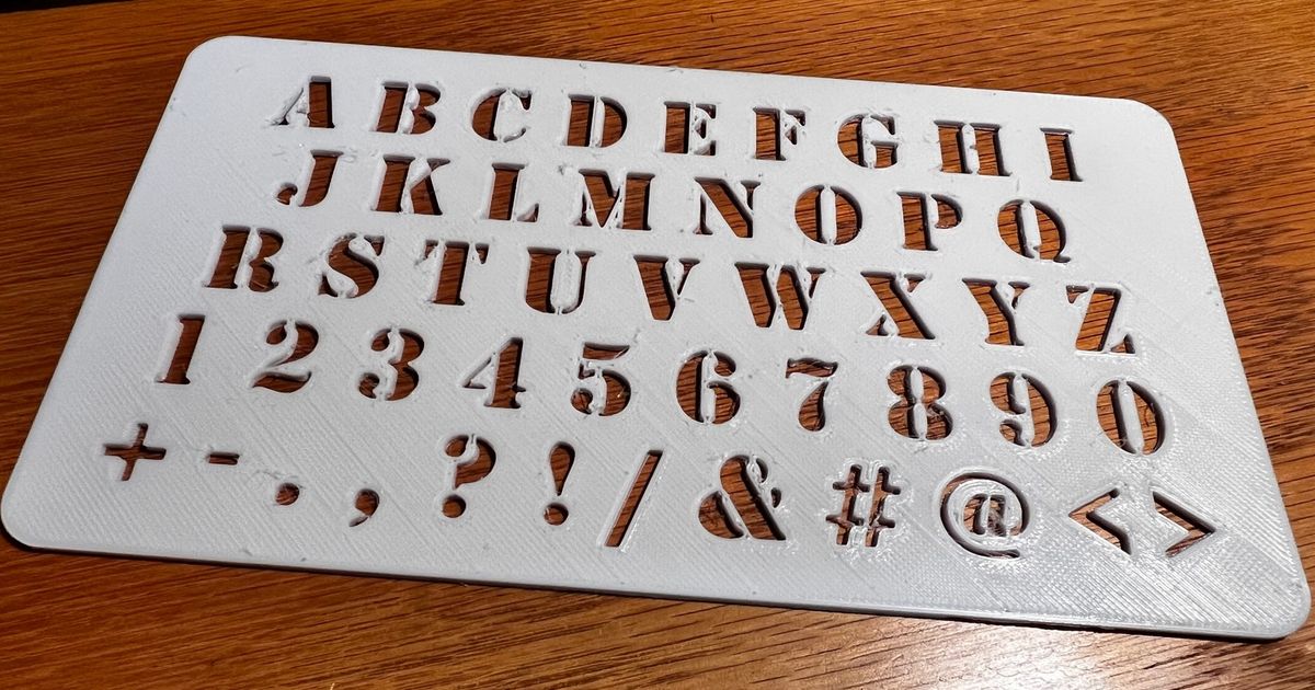 Stencil, A - Z, 0 - 9, Common symbols by 3dprintguy | Download free STL ...
