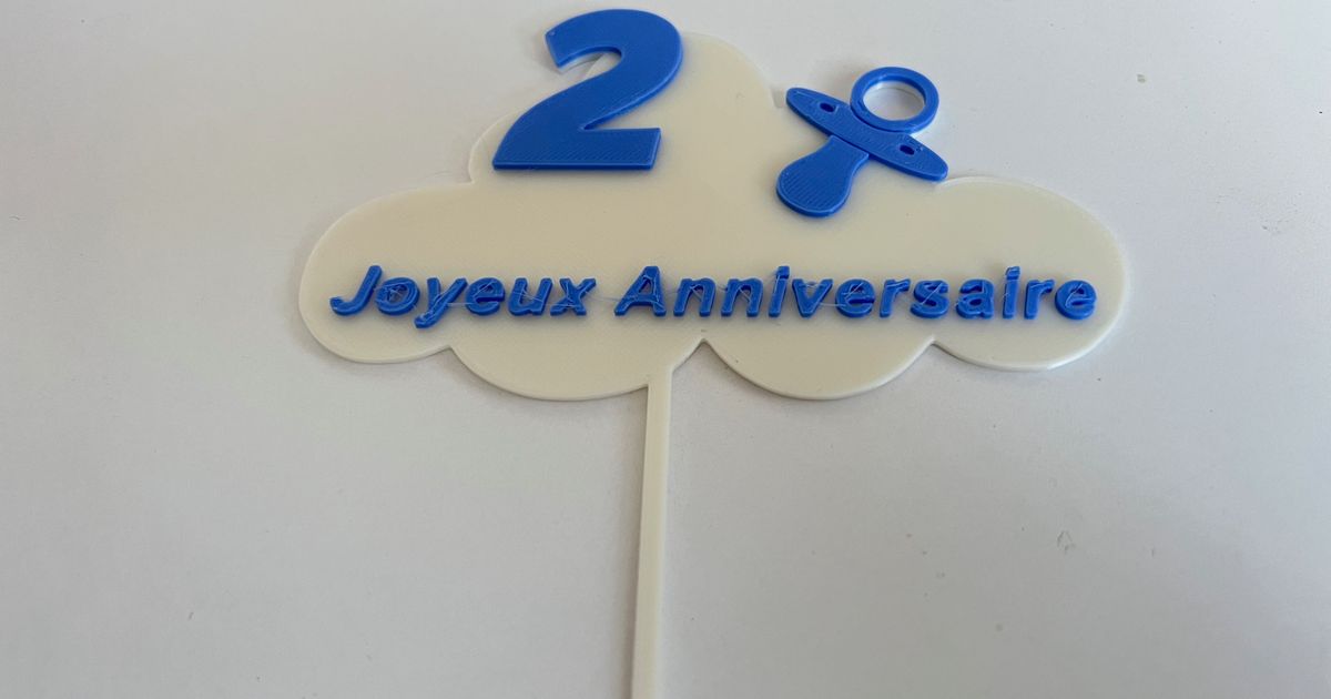 Topper Cake 2 ans by Sébastien Genos | Download free STL model ...