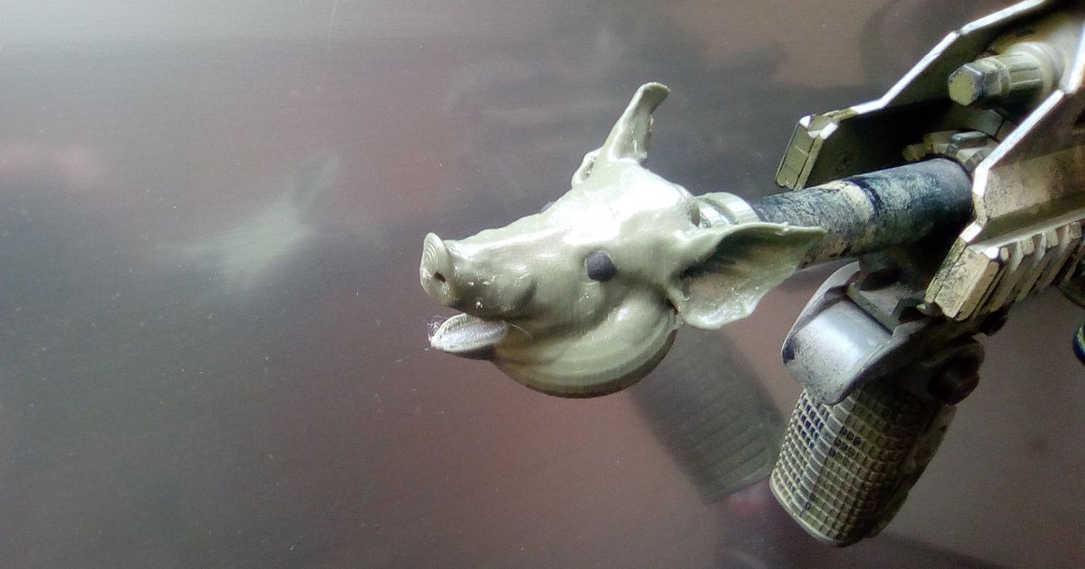 Literal Flaming Pig Muzzle device (airsoft) by Si1verEag1e | Download ...