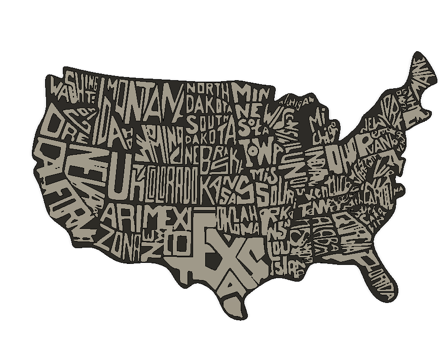 3D printed USA geography wall art by 3D Jak | Download free STL model ...