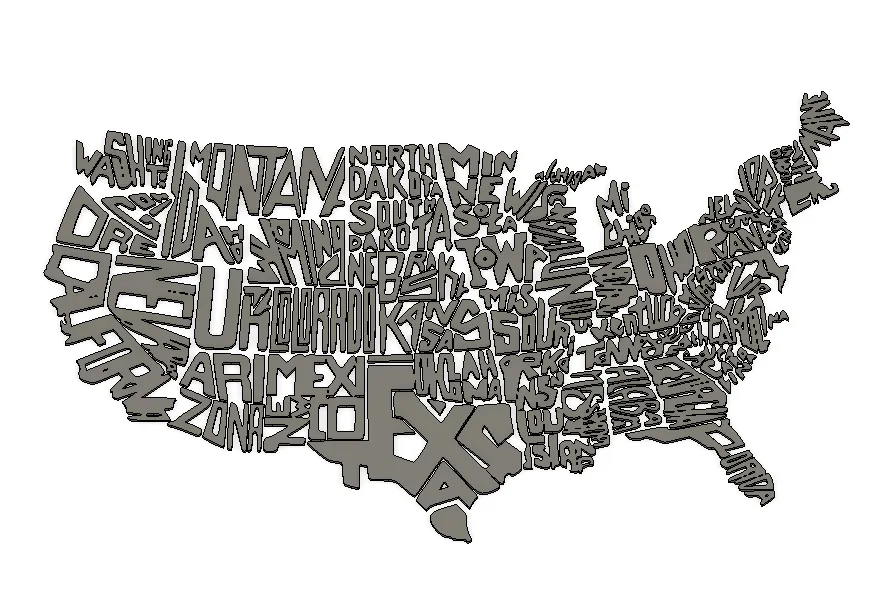 3D printed USA geography wall art by 3D Jak | Download free STL model ...