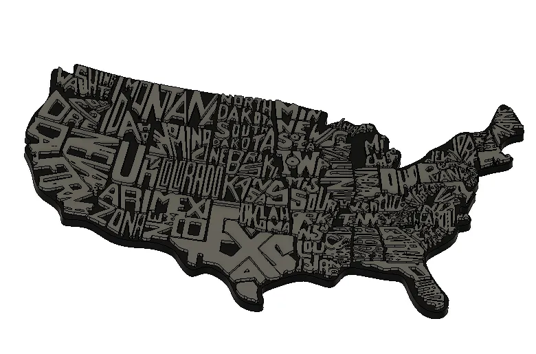 3D printed USA geography wall art by 3D Jak | Download free STL model ...