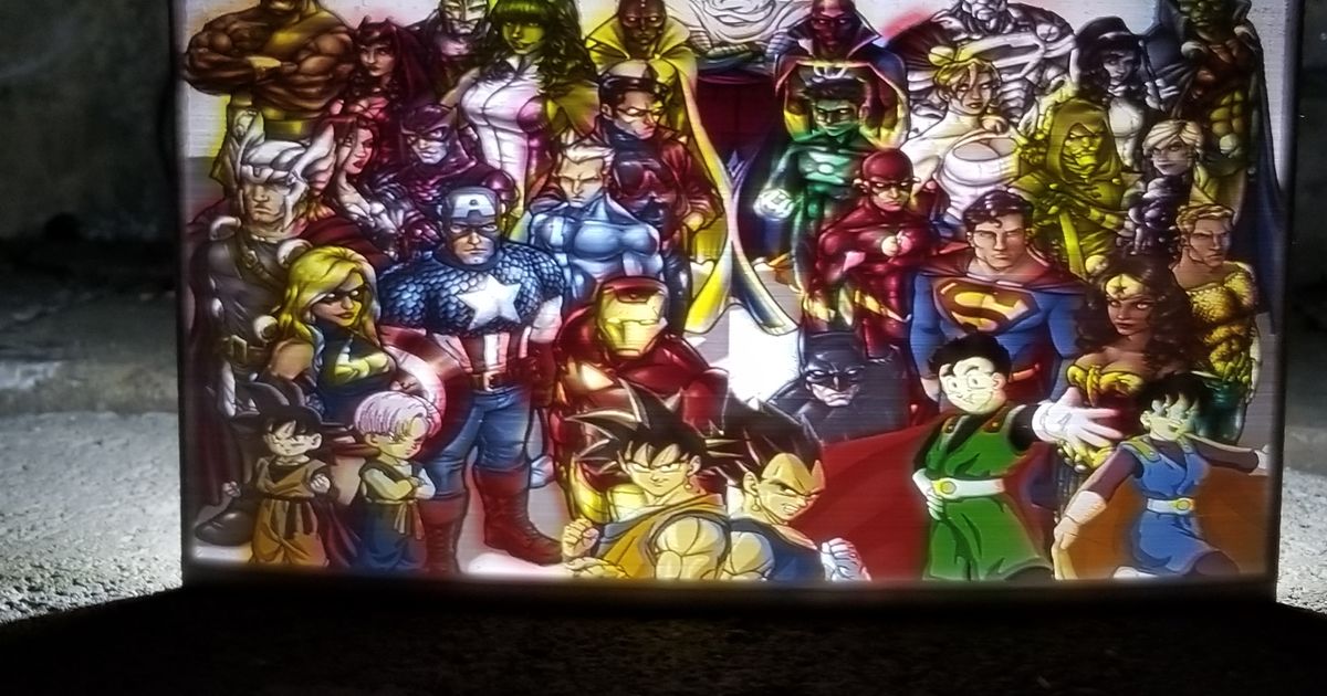 Most Powerful Characters of Marvel and Anime Color Lithophane by ...