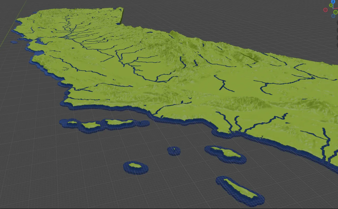 California, USA (CA) Topographic Map with Hydrographic Features by ...