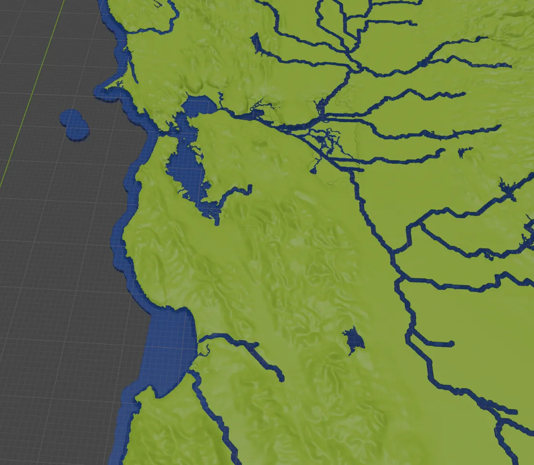 California, USA (CA) Topographic Map with Hydrographic Features by ...