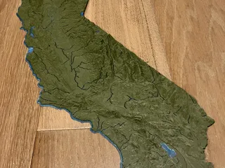 California, USA (CA) Topographic Map with Hydrographic Features by ...